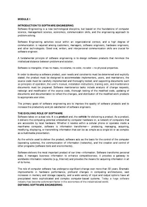 Se1 Software Engineering Sem 1 Notes Module 1 Introduction To