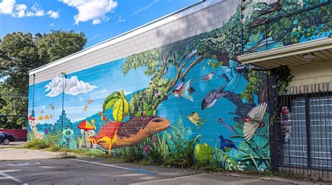 Premium Photo A Mural Of Fish And The Word Fish On The Side Of A Building