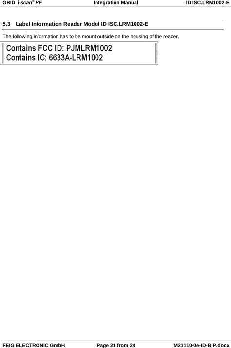 Feig Electronic Lrm1002 Rfid Reader User Manual