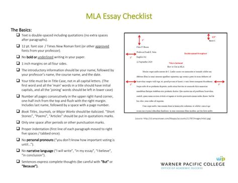 Mla Format Checklistpdf