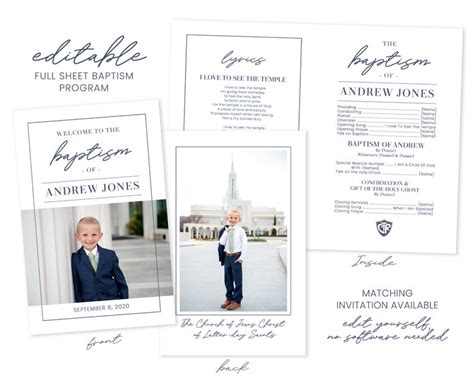 Lds boy baptism program template customizable and easy to etsy – Artofit