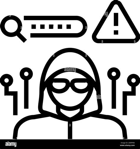 Hacker Hacked Password Line Icon Vector Illustration Stock Vector Image
