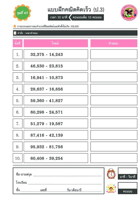 บ้านเลิศไอเดีย บวกลบไม่เกิน 100 000 ชุดคณิตคิดเร็ว ป 3 🥰 Facebook