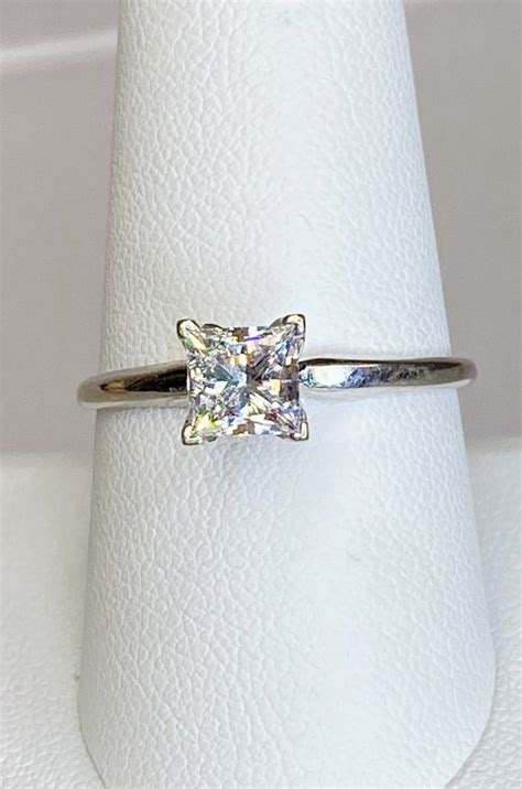 14k Gold Princess Cut 34 Carat Created Diamond Solit Gem