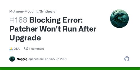 blocking error patcher won t run after upgrade · mutagen modding