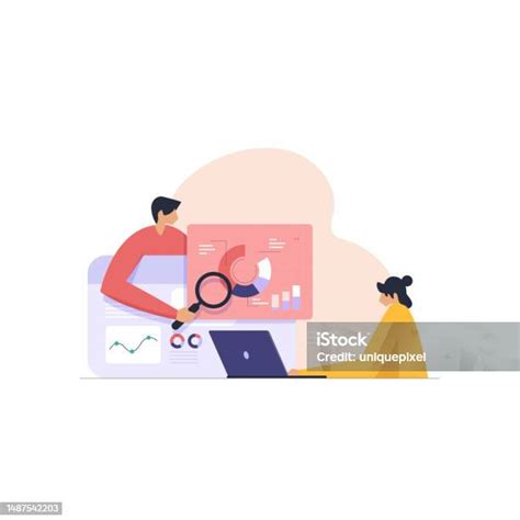 마케팅 리서치 및 비즈니스 데이터 통계 돋보기가 있는 Seo 분석가 성장 차트 데이터 계획에 대한 스톡 벡터 아트 및 기타 이미지 계획 비즈니스 데이터 Istock