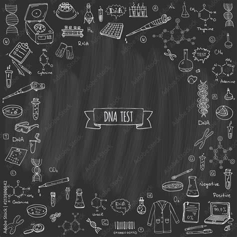 Hand Drawn Doodle DNA Test Icons Set Vector Illustration Medical Lab Symbol Collection