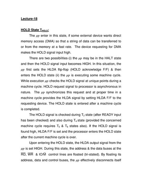 Microprocessor Architecture Lecture Hold State Thold The 𝜇𝑝 Enter