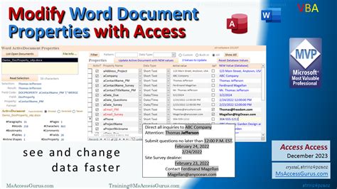 Benefits Of Word Document Properties And Modifying Them With Access