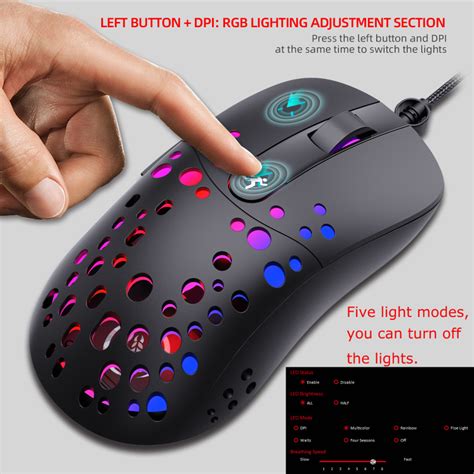 A904 Wired Gaming Mouse Rgb Luminous Hole Mouse With Light Switch