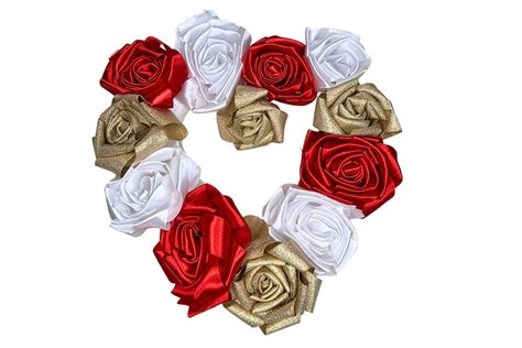 Forever Rose Wreath Red White Gold Heart Limited Edition Ribbon