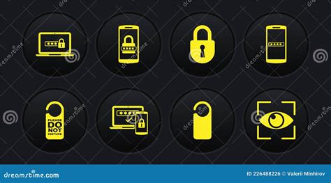 Set Please Do Not Disturb Mobile And Password Two Steps Authentication Lock And Icon