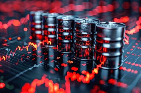 Oil Barrels And Market Charts Crude Oil Supply Demand Price Fluctuation