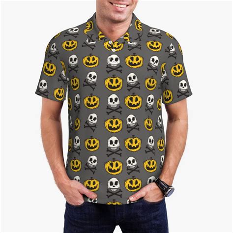 Polo Shirts For Men Happy Halloween Pumpkins Skull Classic Mens Polo
