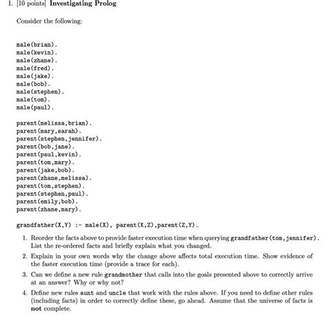 Solved Points Investigating Prolog Consider The Chegg