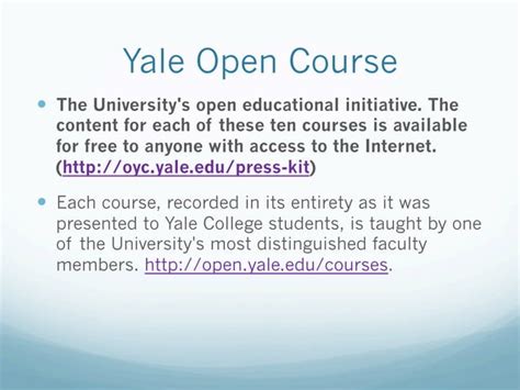 Yale Open Course And Open Sourse Pdf Online Education Education