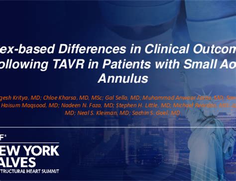 Sex Based Differences In Clinical Outcomes Following Tavr In Patients With Small Aortic Annuli