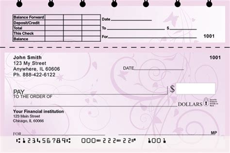 Top Stub Vine Personal Checks Carousel Checks