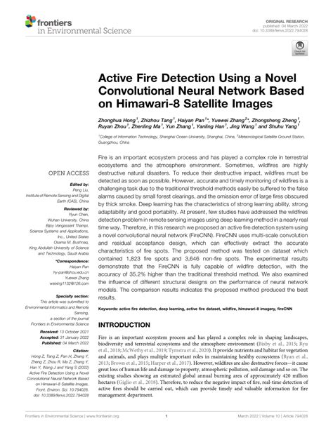 Pdf Active Fire Detection Using A Novel Convolutional Neural Network