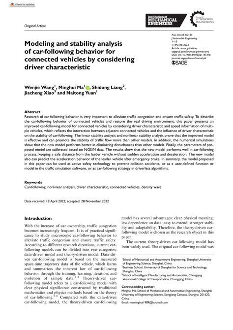 PDF Modeling And Stability Analysis Of Car Following Behavior For Connected Vehicles By