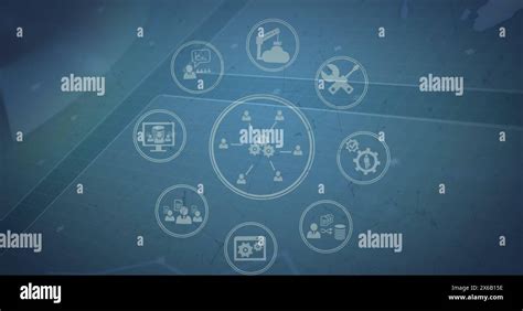 Image Of Digital Computer Icons In Circles Rotating Over Programming