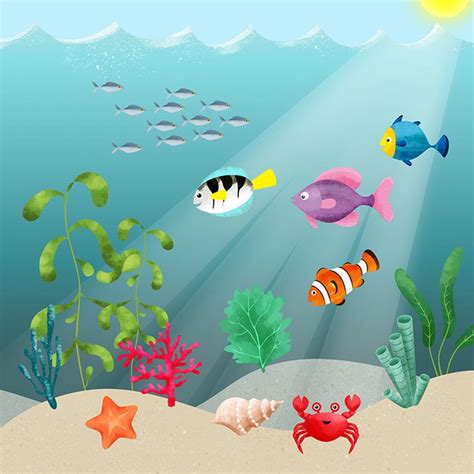 Ocean Theme Clip Arts And Backgrounds Digital And Printable Etsy