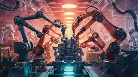Envision A Robotic Assembly Line For Advanced Manufacturing Premium Ai Generated Image