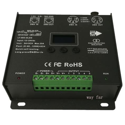 2020 New Led DMX Decoder Controller DC12 24V Input 5A 5CH Output RGB RGBW Led Controller XLR 3