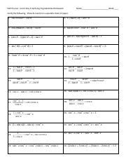 Verifying Trig Identities Homework Problems And Solutions Course Hero
