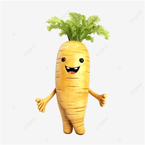 Cute Happy Parsnip Character Ai Generated Fruit Tropical Cartoon Png