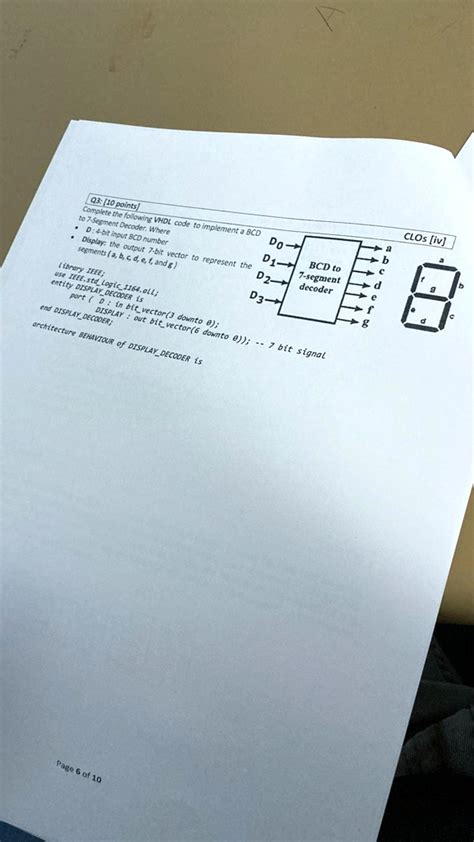 SOLVED Points To Segment Decoder Where Complete The Following VHDL Code To