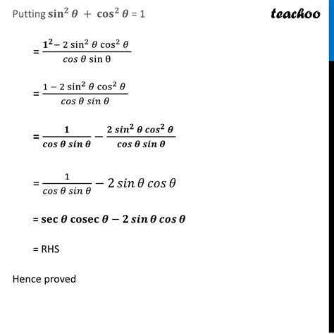 Prove That Tan3θ 1 Tan2θ Cot3θ 1 Cot2θ Secθ Cosecθ 2 Sinθ