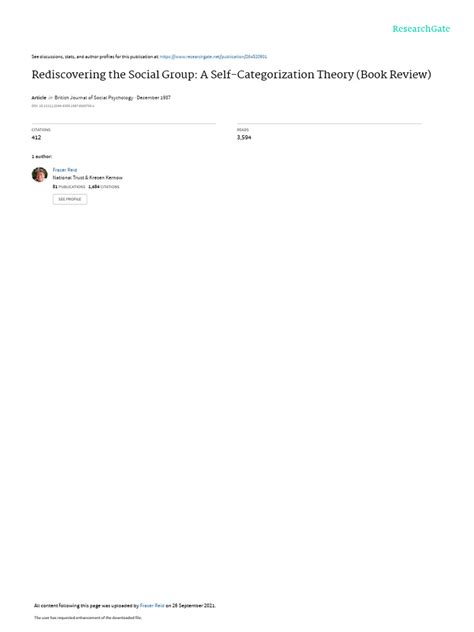 Rediscovering The Social Group A Self Categorization Theory 1987
