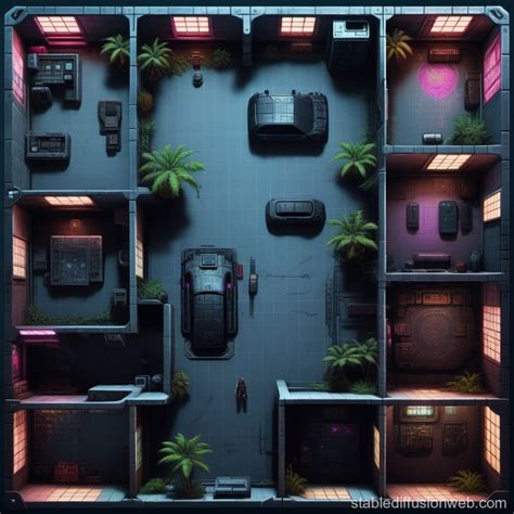 Cyberpunk Grid Map For Rpg Stable Diffusion Online