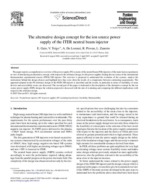 Pdf The Alternative Design Concept For The Ion Source Power Supply Of The Iter Neutral Beam