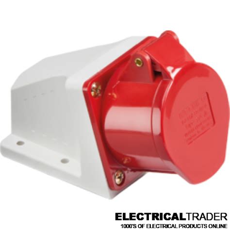 415v Red Wall Mounted Socket 32amp 3p N E Ip44