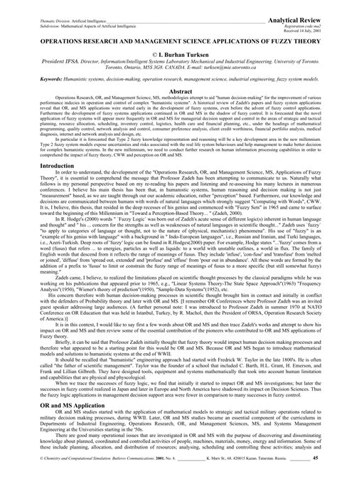 Pdf Operations Research And Management Science Applications Of Fuzzy Theory