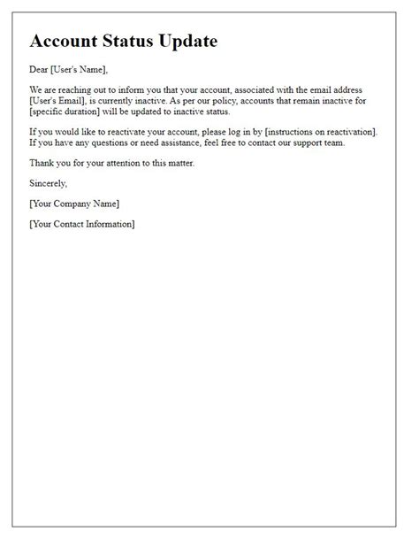Letter Template For Account Inactive Status Notice Free Samples In Pdf Letterin