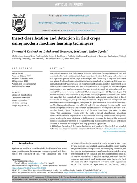 Insect Classification And Detection In Field Crops Pdf
