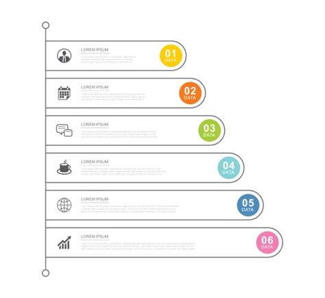 6 Data Infographics Tab Thin Line Index Template Vector Image