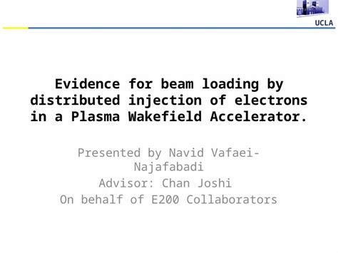 pptx evidence for beam loading by distributed injection of electrons
