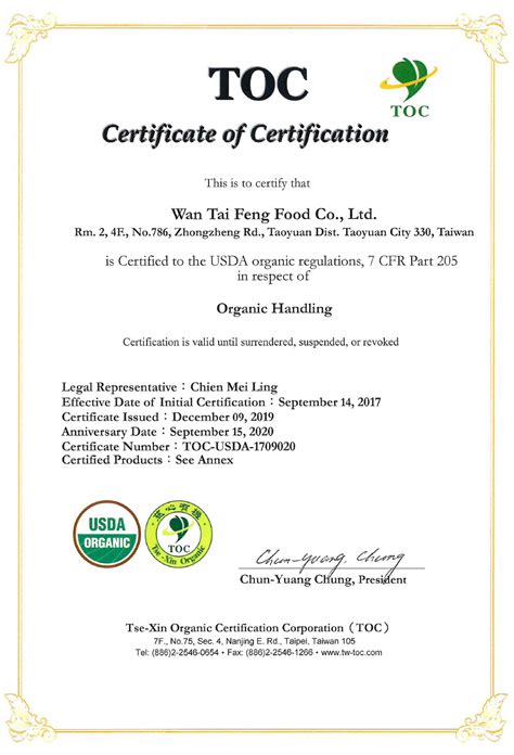 Awards And Certifications Wonderful Food Co Ltd