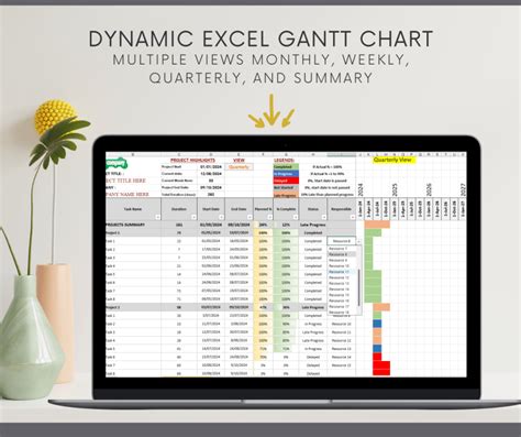 Excel Dynamic Gantt Chart 2 Files Fixed Timescale And Multiple