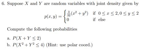 Solved Suppose X And Y Are Random Variables With Joint Chegg