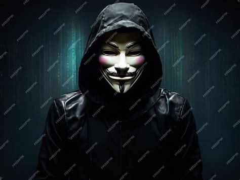 premium photo hacker wearing the anonymous mask and hoodie on dark