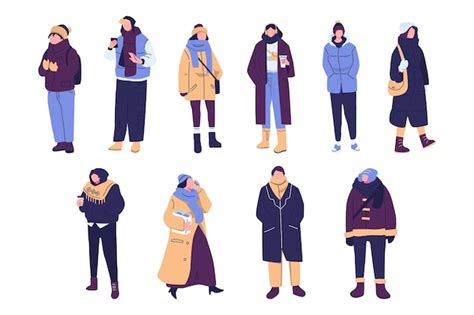 Premium Vector People Wear Fashion Winter Clothes Set Vecctor Design