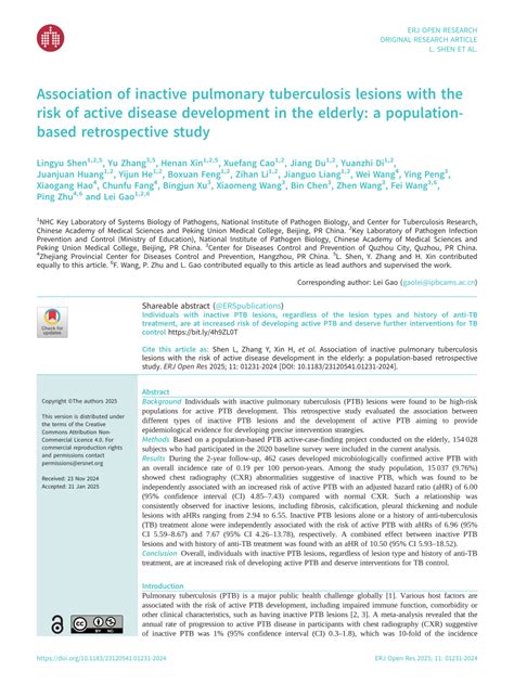 Pdf Association Of Inactive Pulmonary Tuberculosis Lesions With The Risk Of Active Disease