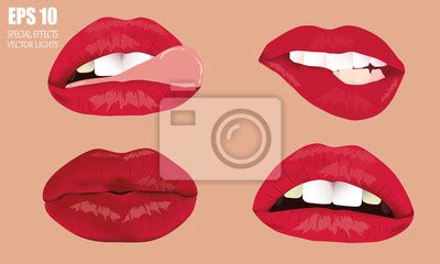 A Set Of Female Lips Lush Lips How To Kiss With An Open Mouth Wall Stickers Beatiful