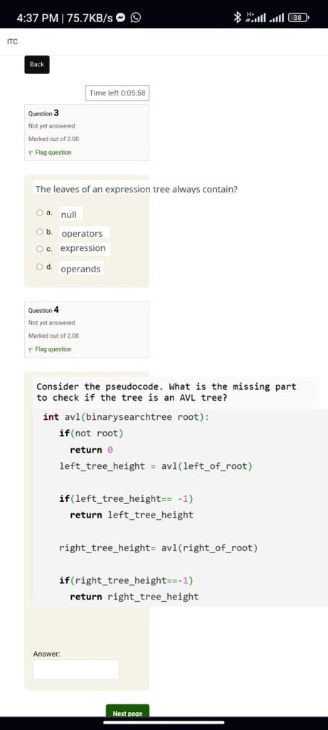 Solved The Leaves Of An Expression Tree Always Contain A Null B