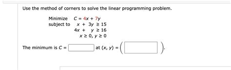 Solved Use The Method Of Corners To Solve The Linear